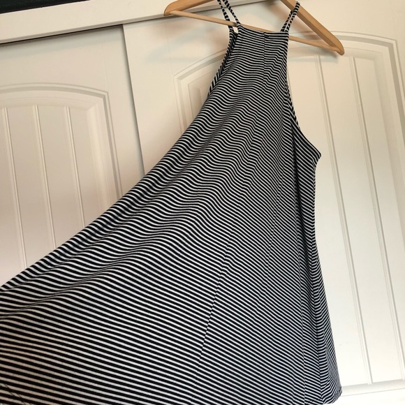 Poof! | Dresses | Poof Long Black And White Striped Sleeveless Dress ...